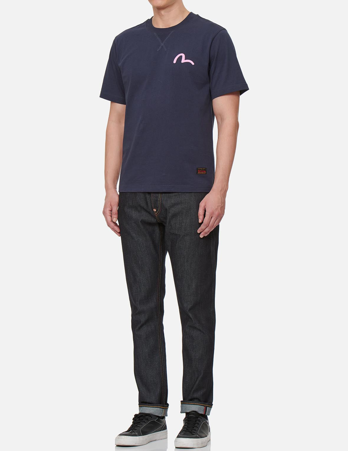 Wash-Effect Seagull Print Carrot Fit Raw Denim Jeans #2017 Wash-Effect Seagull Print Carrot Fit Raw Denim Jeans #2017