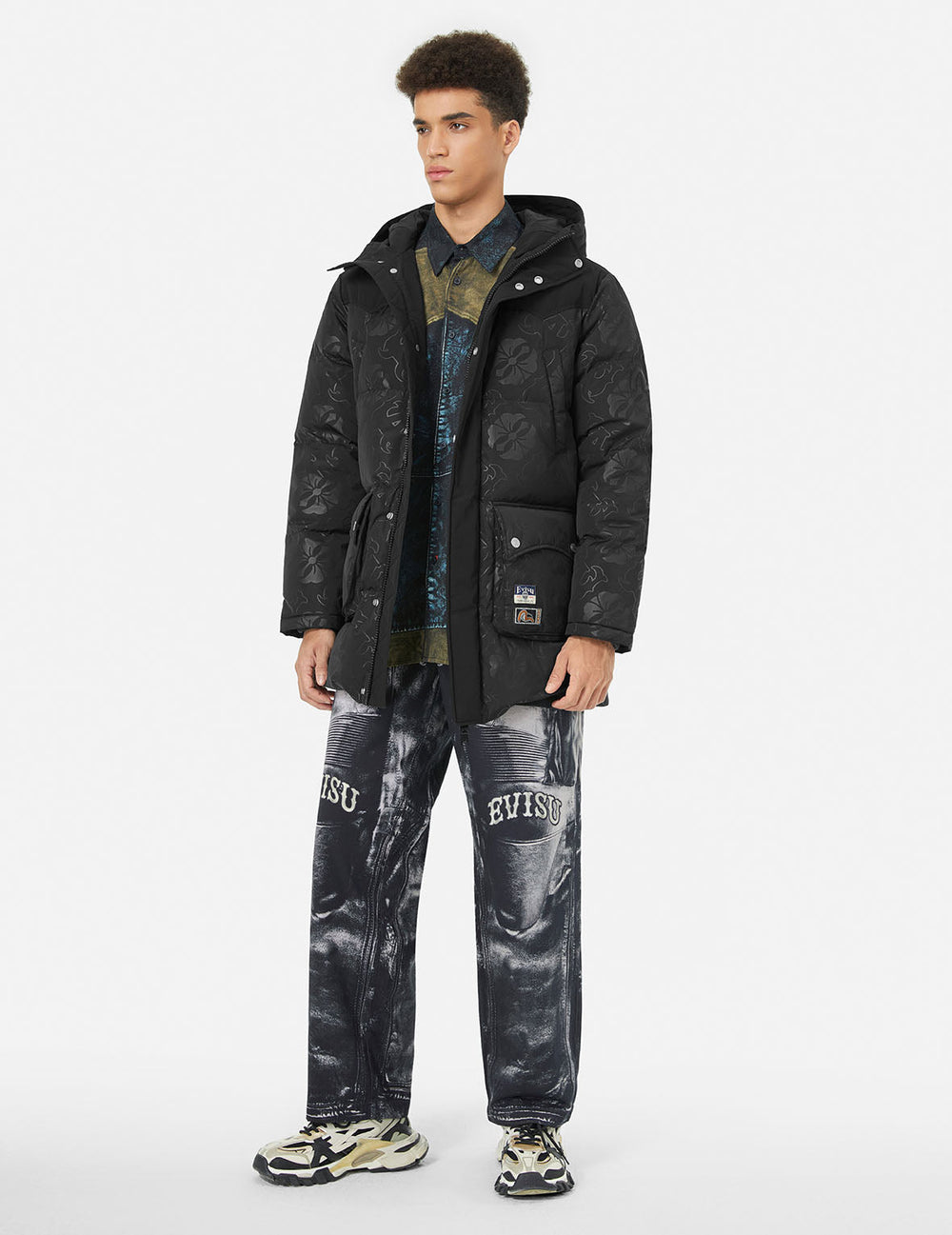 Allover Heat Seal Print and Logo Appliqué Regular Fit Down Coat – EVISU