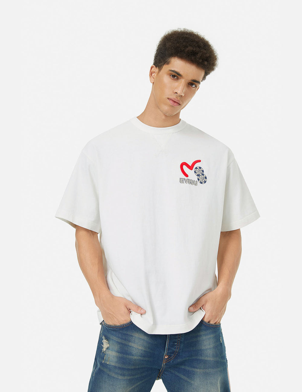 Ebisu Poster Appliqué and Seagull Embroidery T-Shirt – EVISU