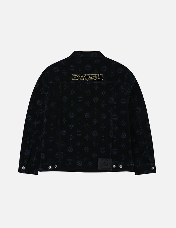 Allover Kamon Flocking Print Relax Fit Denim Jacket – EVISU