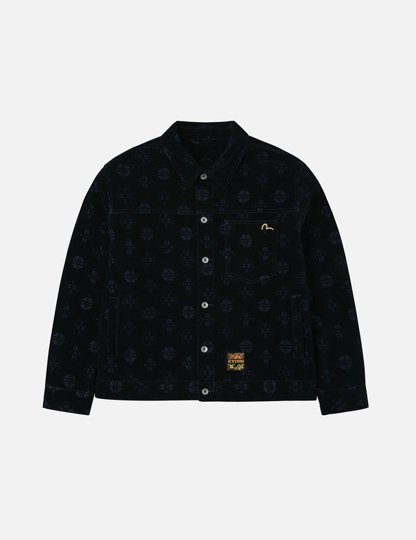 Allover Kamon Flocking Print Relax Fit Denim Jacket – EVISU