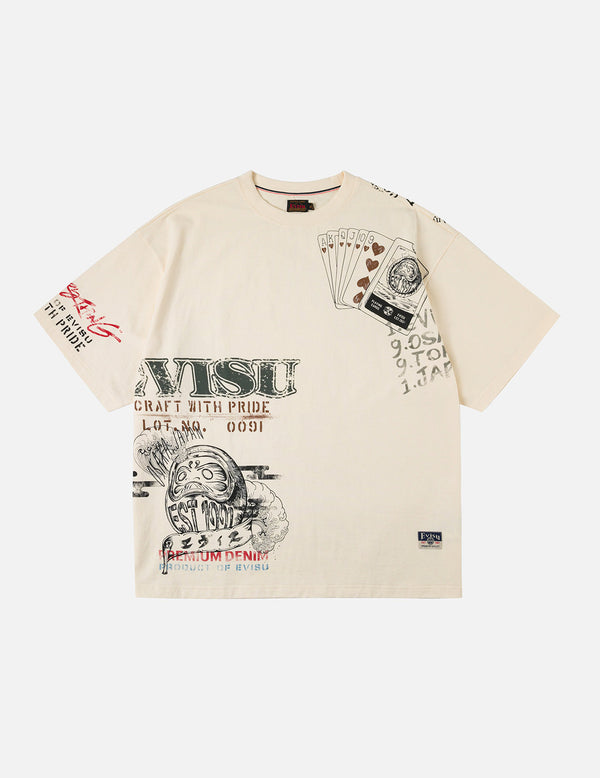 Allover Hand-Drawing Multi Logo Print Regular Fit T-Shirt – EVISU