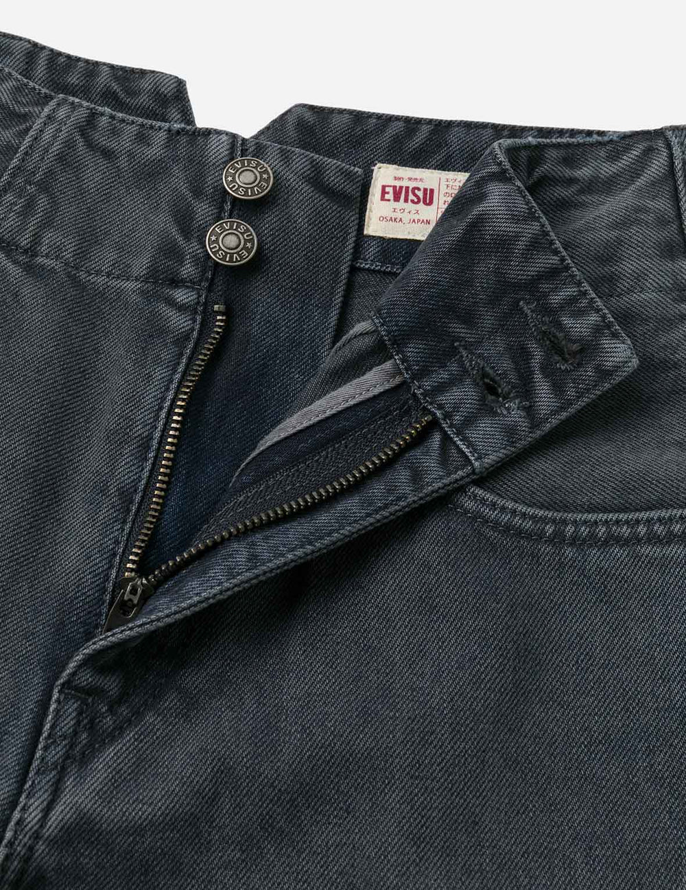 Distressed Kamon Appliqué Embroidery Balloon Fit Jeans – EVISU