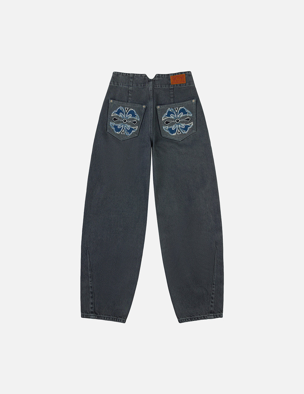 Distressed Kamon Appliqué Embroidery Balloon Fit Jeans – EVISU