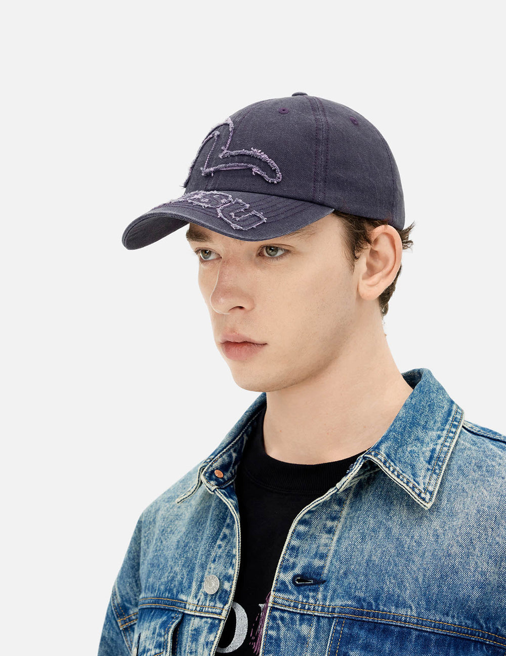 Distressed Seagull and Logo Embroidery Denim Cap – EVISU