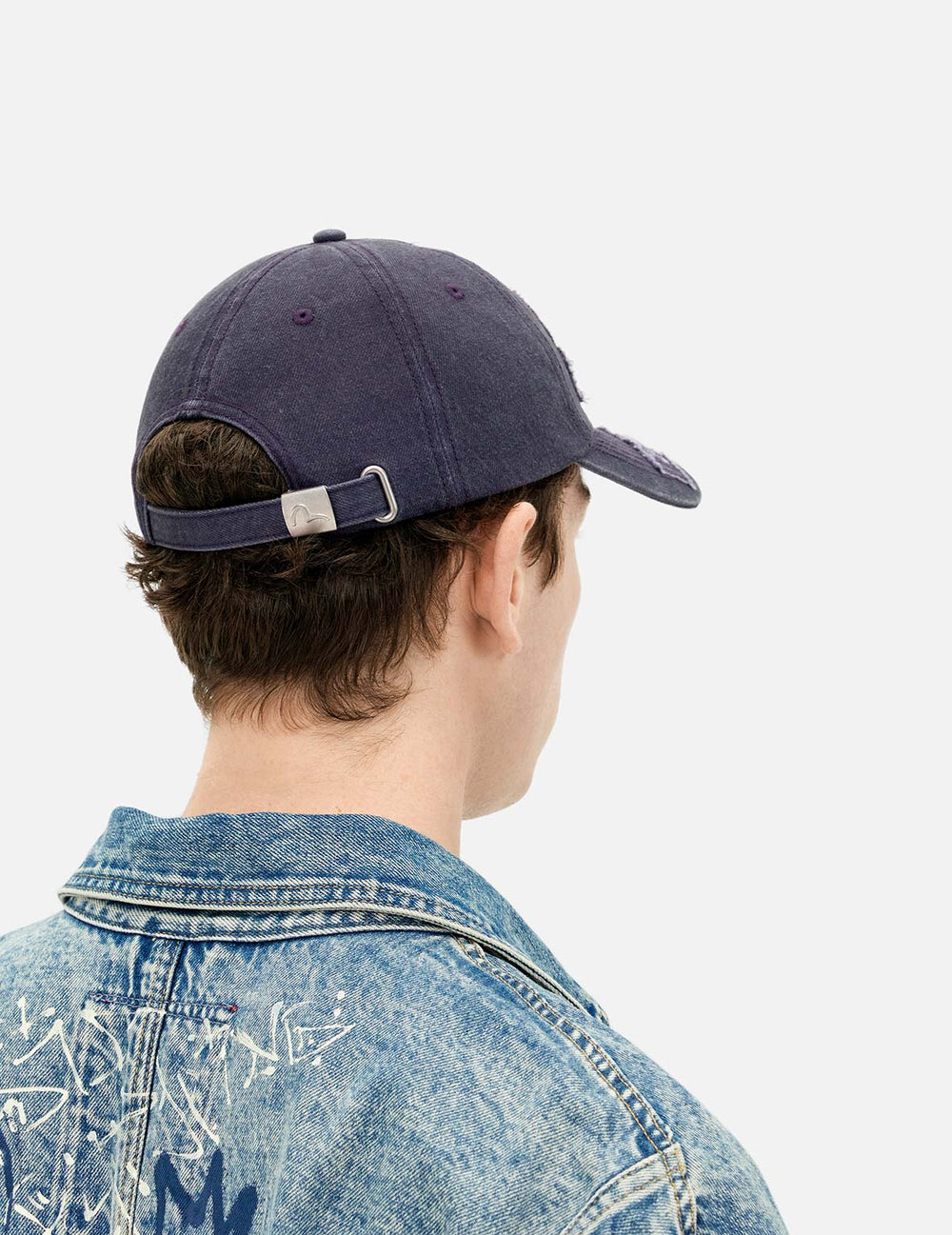 Distressed Seagull and Logo Embroidery Denim Cap – EVISU