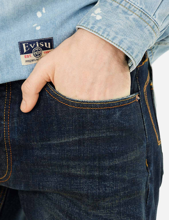 Multi-pocket Dark-toned Washed Slim Fit Jeans #2010 – EVISU