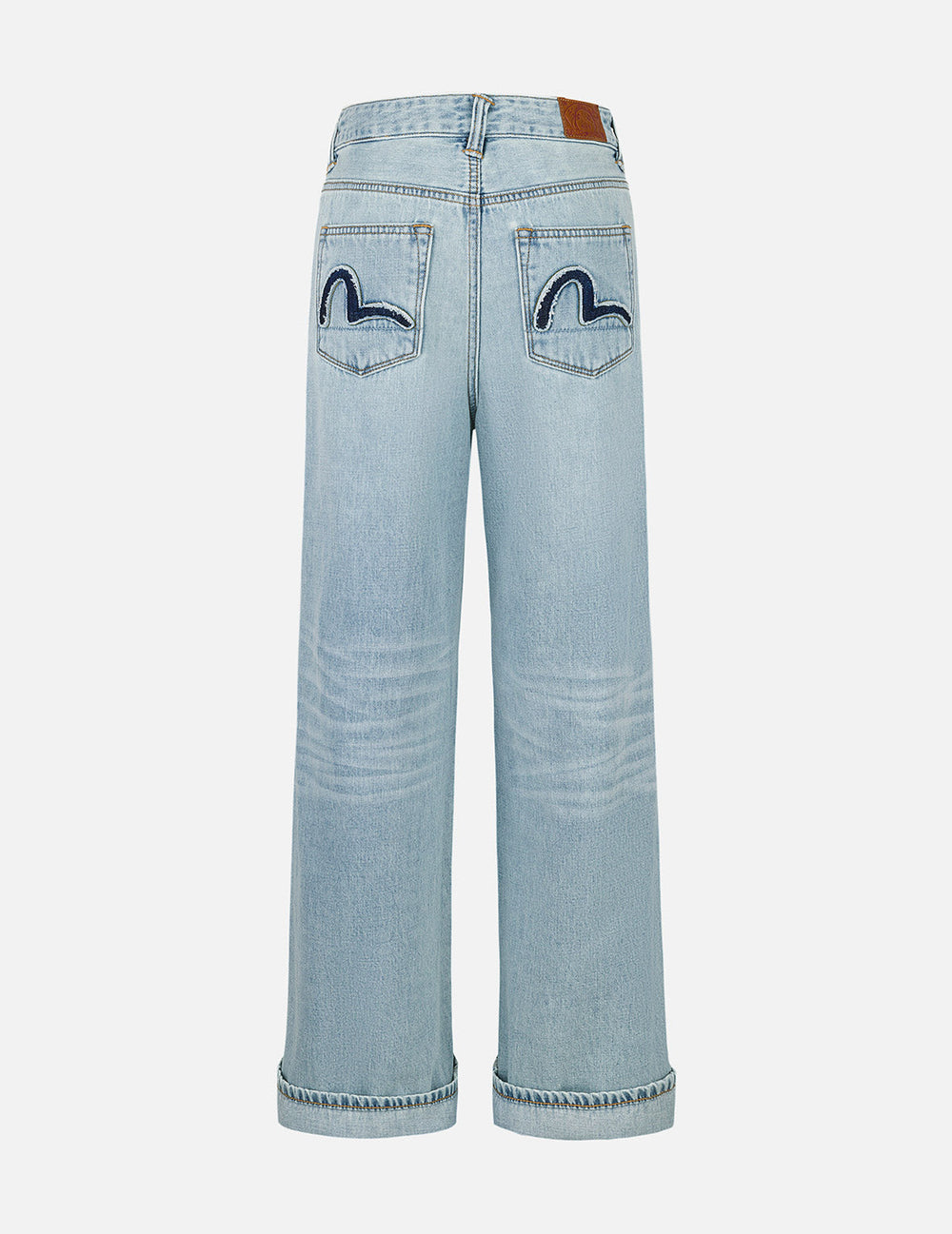Distressed Seagull Appliqué Fashion Fit Wide-leg Jeans – EVISU