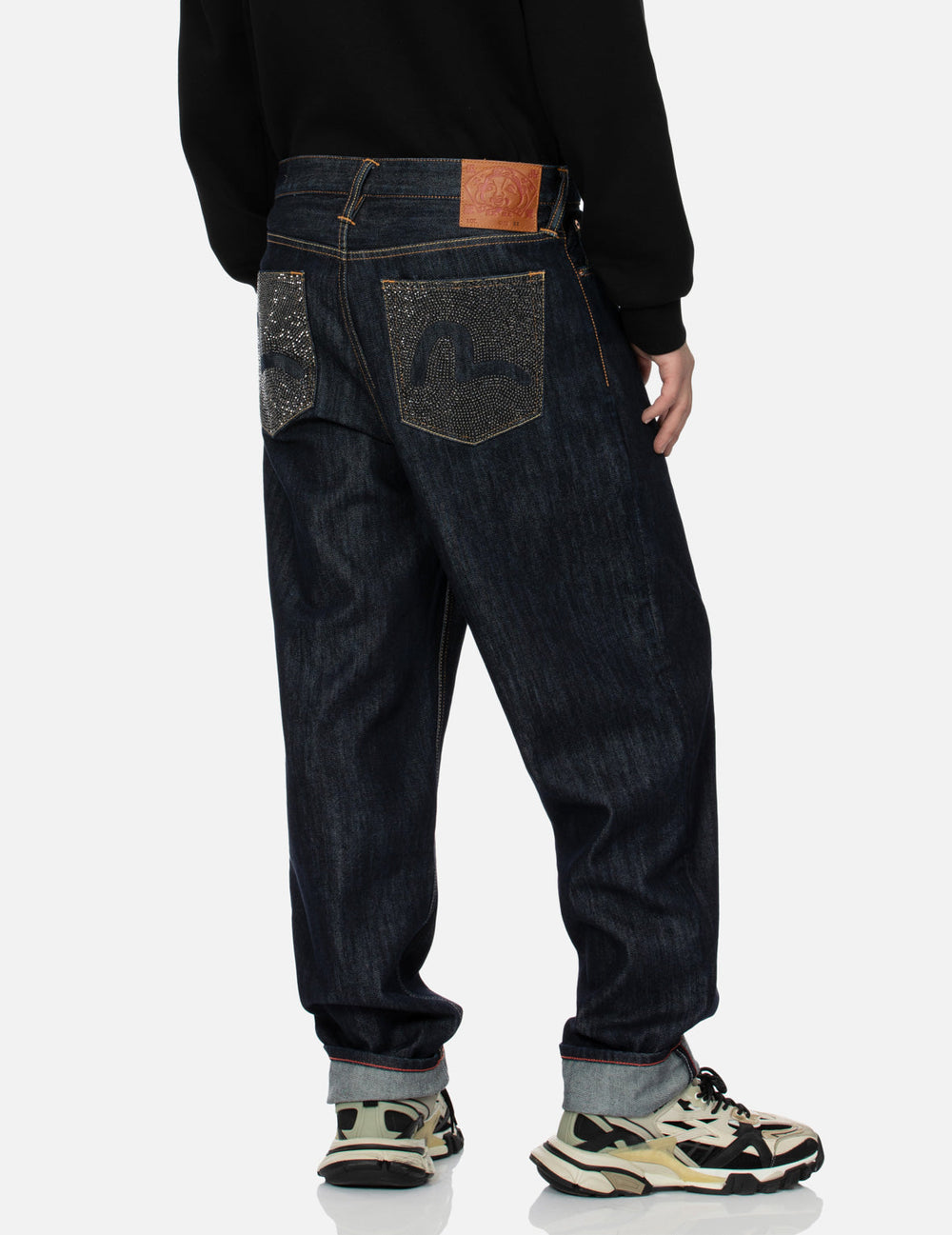 Heat Transfer Stone Hollow-out Seagull Fashion Fit Jeans – EVISU