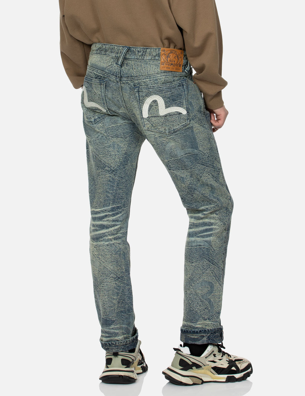 Washed Seagull Embroidery Regular Straight Fit Jeans #2008 – EVISU