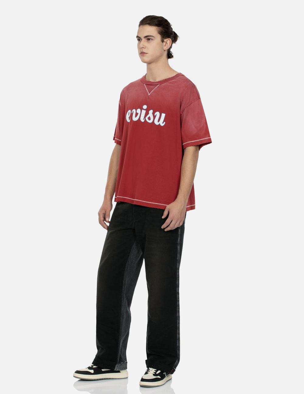 Seagull Appliqué Embroidery Baggy Fit Patchwork Jeans – EVISU