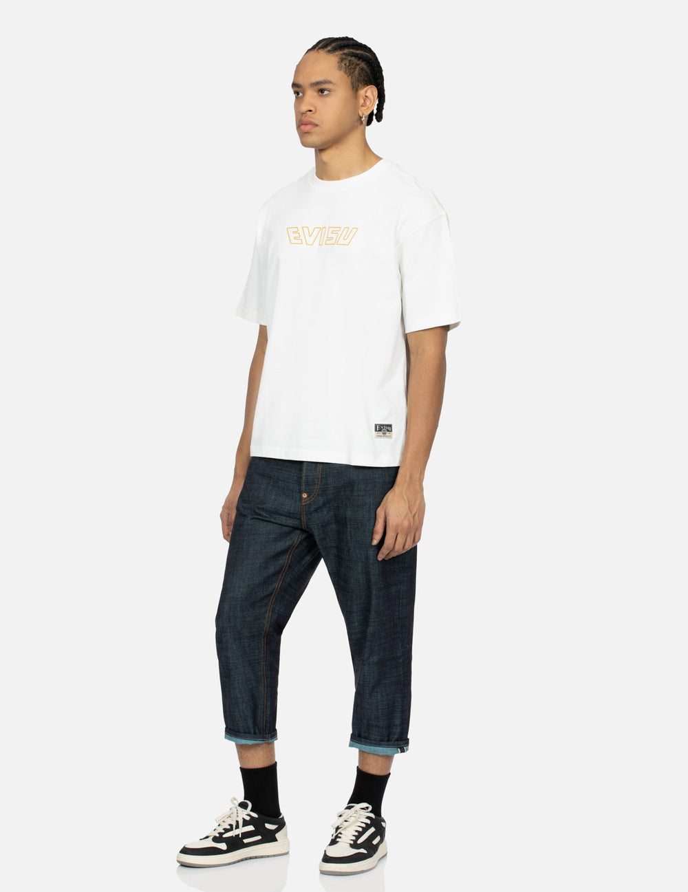 Koi Embroidery and Brushstroke Daicock Print Cropped Jeans #2027 – EVISU