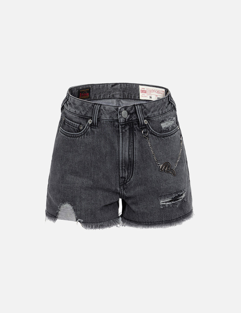 Logo with Kamon Allover Print Daicock Regular Fit Denim Shorts – EVISU